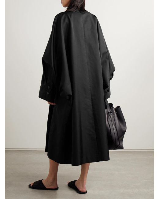 The Row Clint Oversized Silk-Shell Coat in Black | Lyst