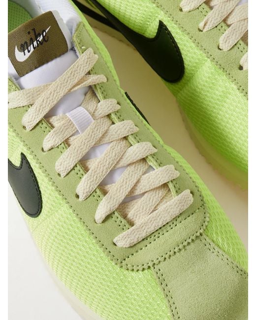 Nike Cortez Leather And Suede-Trimmed Mesh Sneakers in Green | Lyst