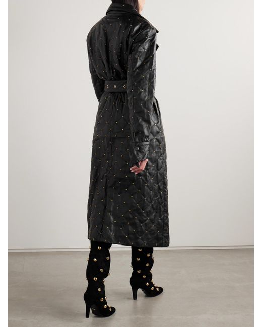 Dodo Bar Or Belted Studded Quilted Leather Midi Dress in Black | Lyst