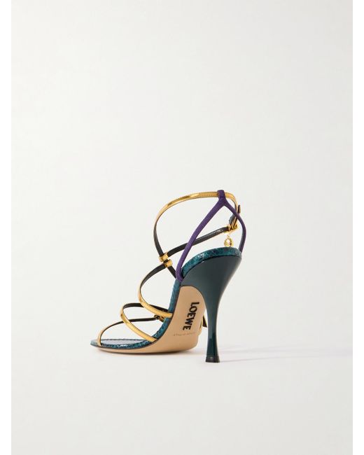 Loewe New Comic Mirrored And Snake-Effect Leather Sandals | Lyst
