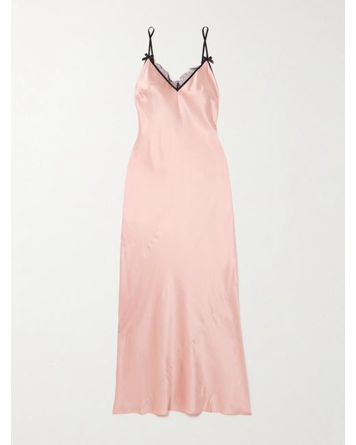 Agent Provocateur Sammi Leavers Lace-Trimmed Stretch-Silk Satin Chemise ...