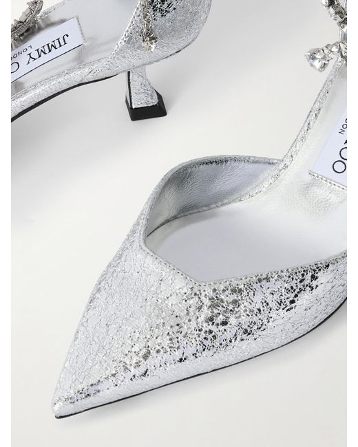 Jimmy Choo Stevie 50 Crystal-Embellished Metallic Crinkled-Leather ...