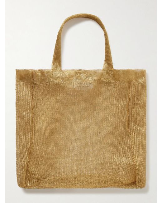 The Row Imogen Mini Metallic Mesh Tote in Natural | Lyst