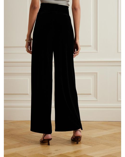 Loretta Caponi Egnazia Stretch-Velvet Wide-Leg Pants in Black | Lyst