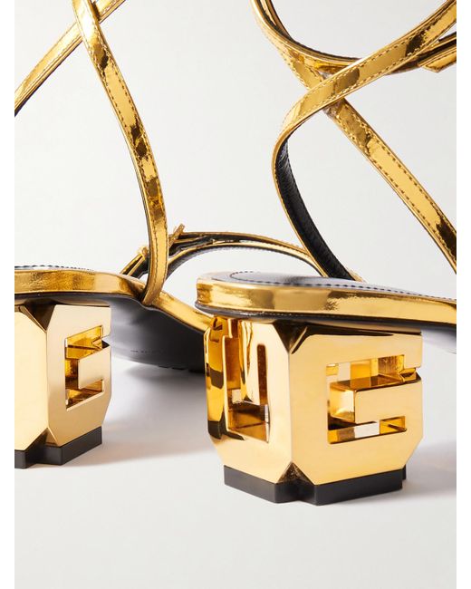 Givenchy G Cube Metallic Leather Sandals | Lyst
