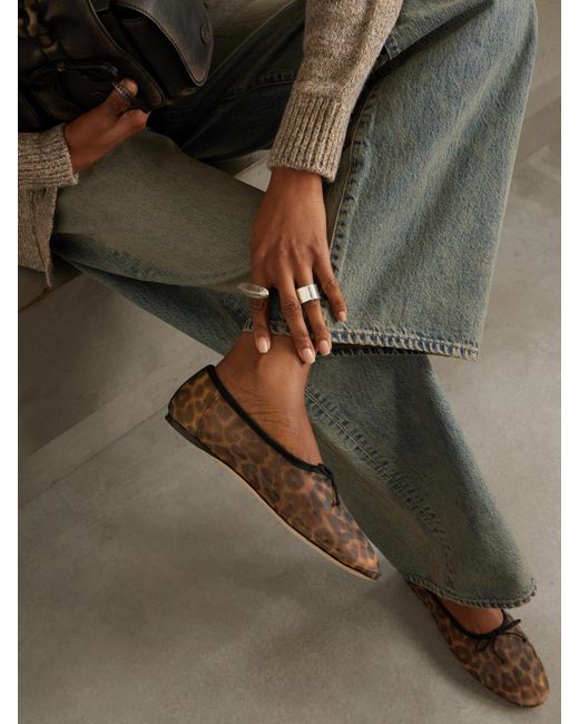 Loeffler Randall Landon Leopard-Print Mesh Ballet Flats | Lyst UK