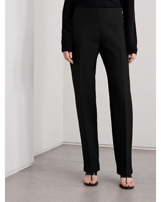The Row Vesco Wool-Crepe Straight-Leg Pants in Black | Lyst