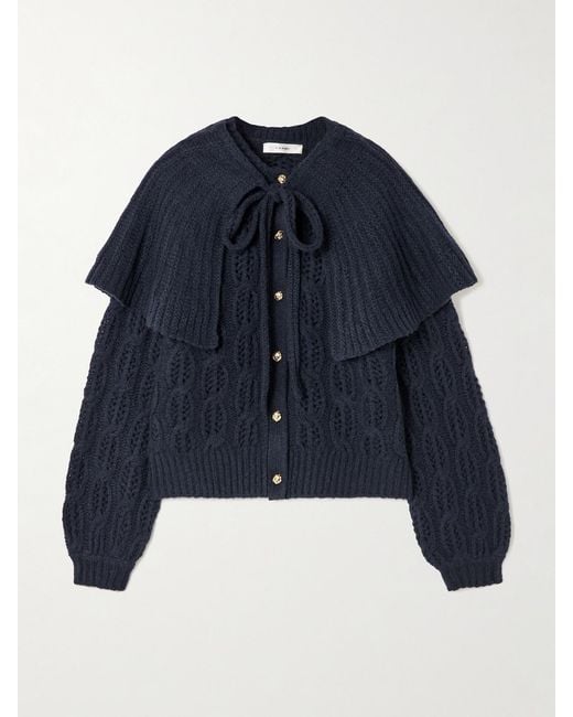 FRAME The Cape Cable-Knit Wool-Blend Cardigan in Blue | Lyst