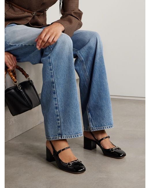 Gucci Lady Horsebit-Detailed Patent-Leather Mary Jane Pumps in Black | Lyst