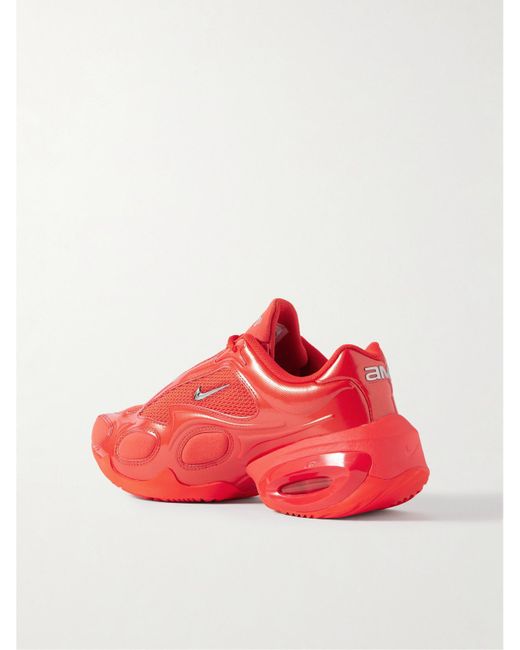 Nike Air Max Muse Mesh And Felt-Trimmed Patent-Leather Sneakers in Red ...