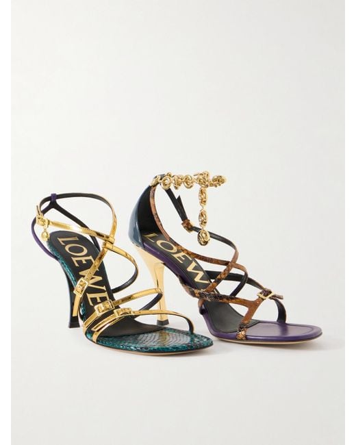 Loewe New Comic Mirrored And Snake-Effect Leather Sandals | Lyst