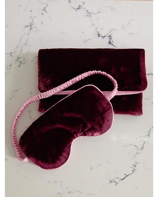 Olivia Von Halle Audrey Silk-Velvet Eye Mask in Red | Lyst UK