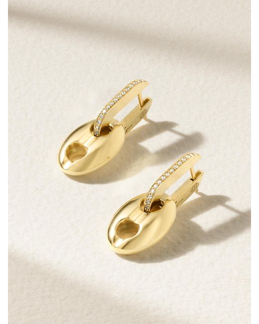 Jenna Blake Mini Mariner Link 18-Karat Diamond Earrings in Natural | Lyst