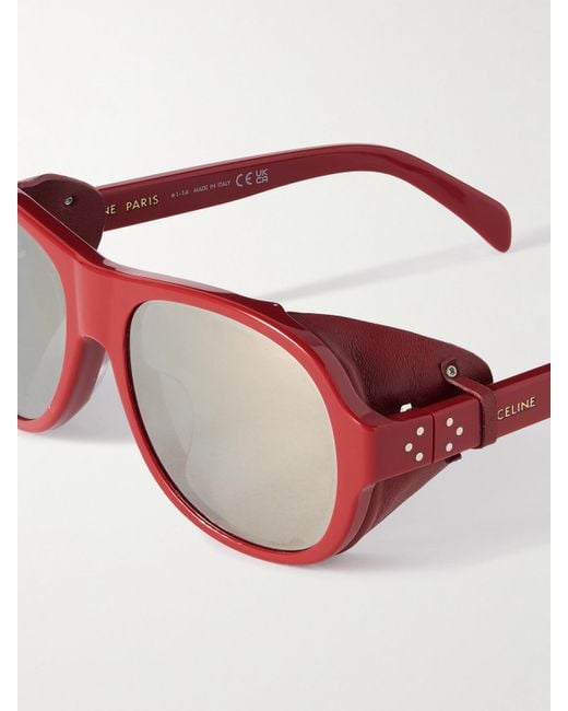 Celine Aviator-Style Acetate And Leather Sunglasses in Pink | Lyst