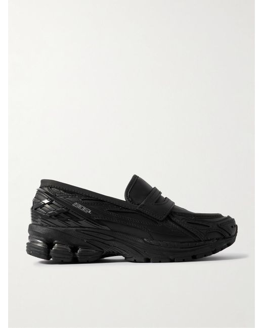 New Balance 1906L Rubber-Trimmed Leather Slip-On Sneakers in Black ...