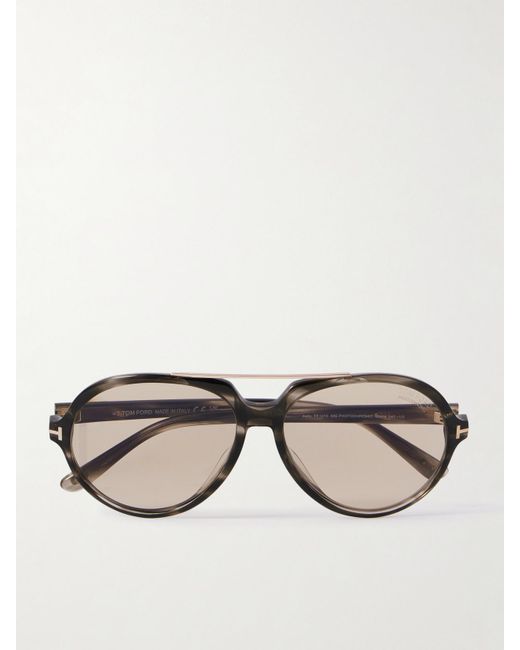 Tom Ford Aalto Aviator-Style-Tone And Acetate Sunglasses in Natural ...