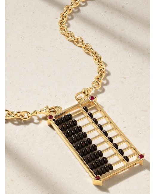 Marie Lichtenberg Abacus 18-Karat, Ebony And Ruby Necklace in Natural ...