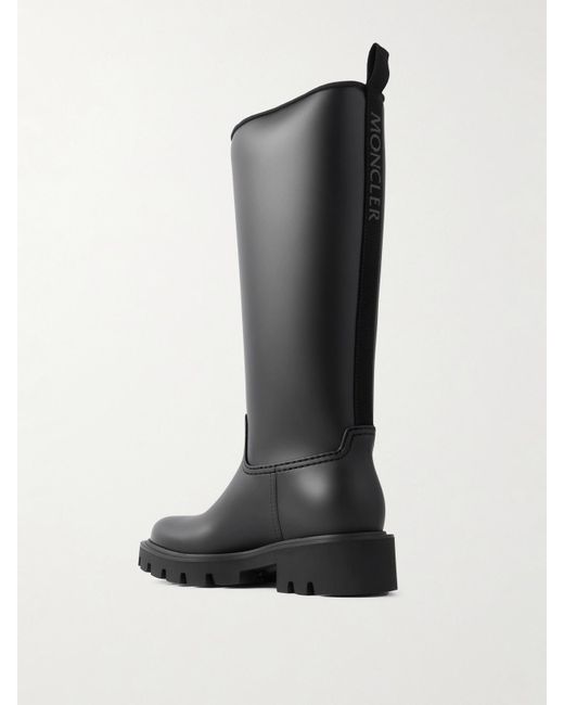 Moncler Kickstream Pvc And Shell Knee Boots in Black | Lyst