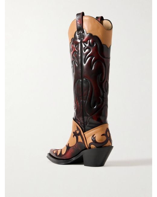 Gabriela Hearst Capitana Two-Tone Glossed And Smooth-Leather Knee Boots ...