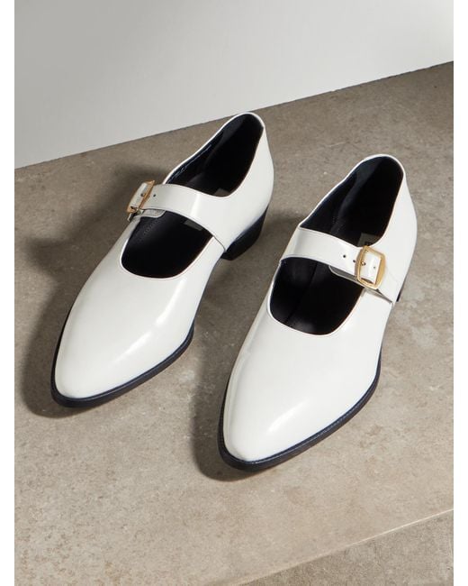 Bally Gerwin Glossed-Leather Mary Jane Flats in White | Lyst