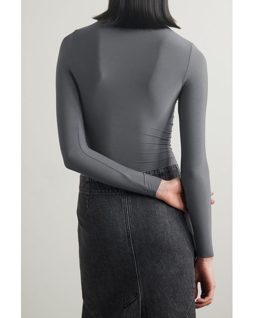 Commando Butter Stretch Modal Turtleneck Thong Bodysuit In Gray Lyst