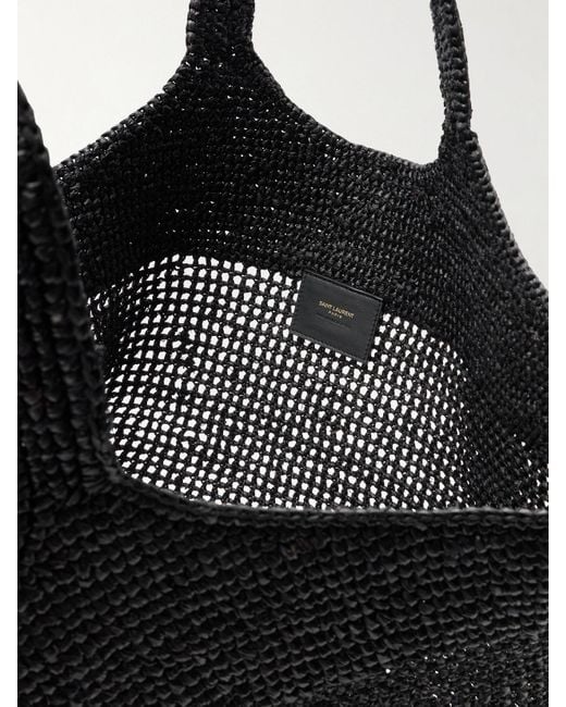 Saint Laurent Icare Maxi Embellished Raffia Tote in Black | Lyst