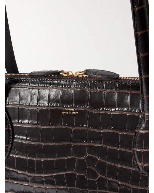 TOTEME Croc-Effect Leather Tote in Black | Lyst