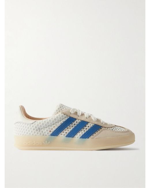 adidas Originals Gazelle Indoor Leather-Trimmed Mesh Sneakers in Blue ...