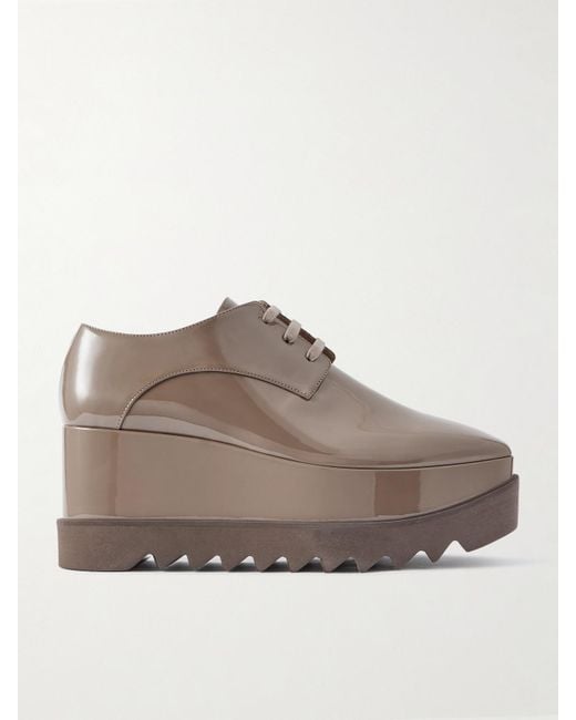 Stella McCartney Elyse Glossed Brogues in Brown | Lyst UK