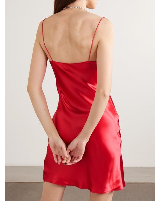 Balmain Draped Satin Mini Dress in Red | Lyst UK