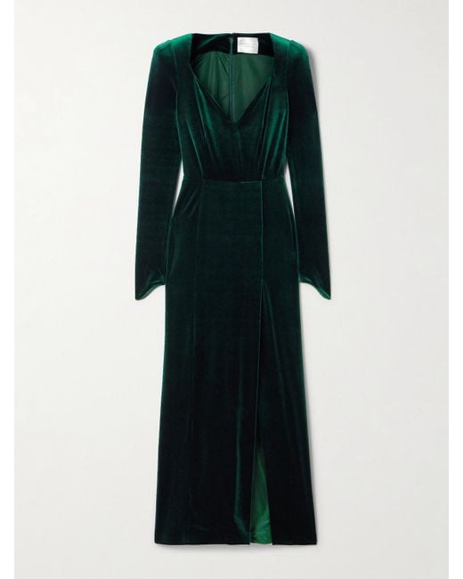 Galvan London Stretch-Velvet Gown in Green | Lyst UK