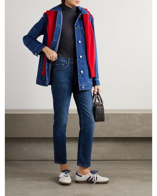 Mother The Mid-Rise Rider Flood Mid-Rise Skinny Jeans in Blue | Lyst