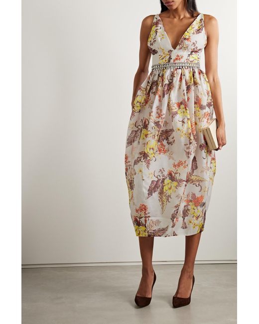 Zimmermann Matchmaker Embellished Floral Print Linen And Silk Blend