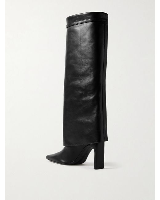 STAUD Wally Buckled Leather Knee Boots in Black | Lyst