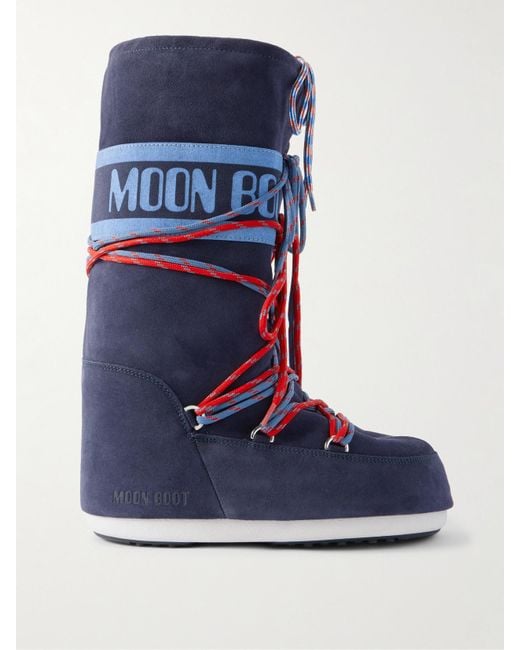 Moon Boot Icon Suede Snow Boots in Blue | Lyst UK
