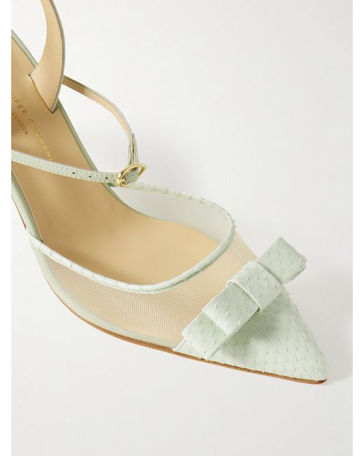 Jennifer Chamandi Vittorio 85 Mesh And Leather-Trimmed Elaphe Slingback ...