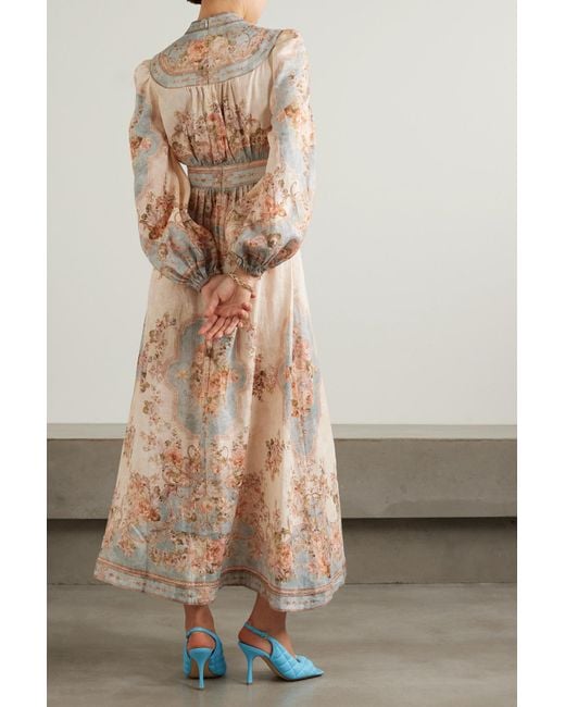 Zimmermann + Net Sustain August Floral-print Linen Midi Dress in ... Zimmermann + Net Sustain August Floral-print Linen Midi Dress in ...