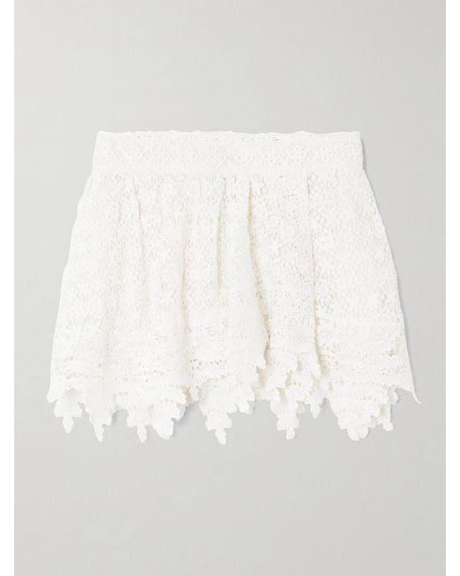 Isabel Marant Hanta Crocheted Cotton Shorts in White | Lyst UK