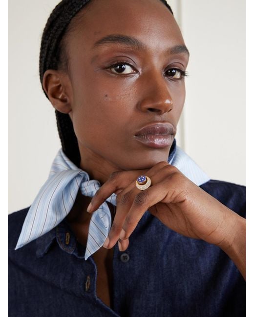 Sydney Evan Celestial 14-Karat, Lapis Lazuli And Diamond Ring in ...