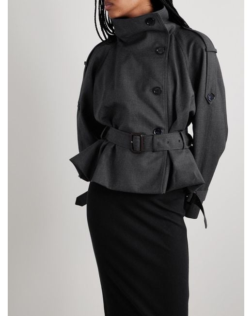 Acne Studios Belted Double-Breasted Woven Jacket in Black | Lyst