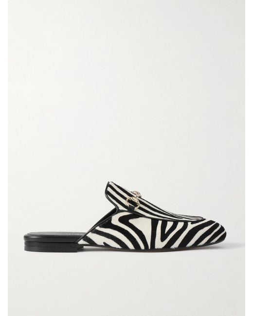 Gucci Princetown Horsebit-Detailed Leather-Trimmed Zebra-Print Calf ...