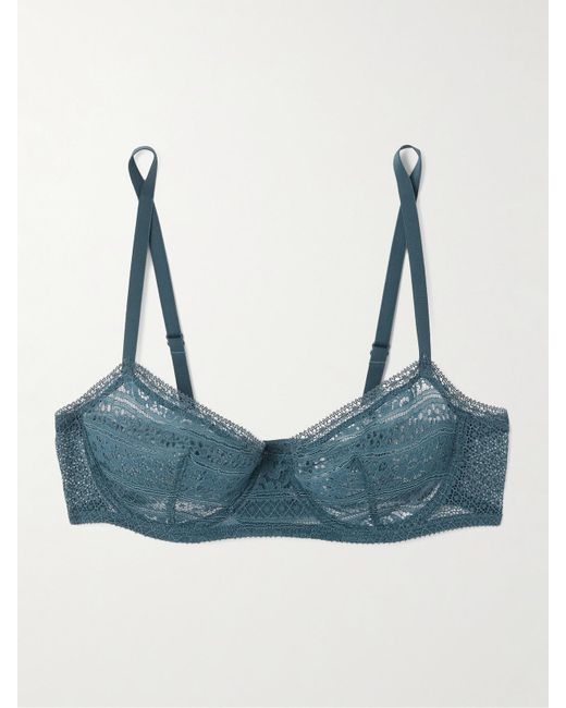 Eres Transparence Evidence Leavers Lace Balconette Bra in Blue | Lyst UK