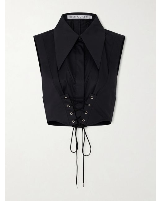 Tolu Coker Cotton-Sateen Corset Top in Black | Lyst UK