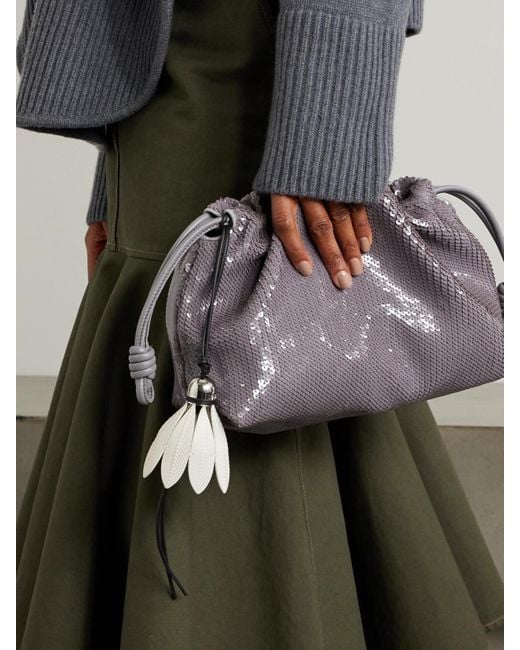 Loewe Badminton Fringed Leather And-Tone Keychain in Natural | Lyst