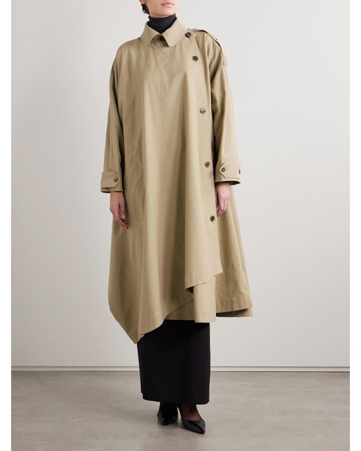 The Row Aralia Oversized Asymmetric Cotton-Blend Twill Trench Coat in Natural | Lyst