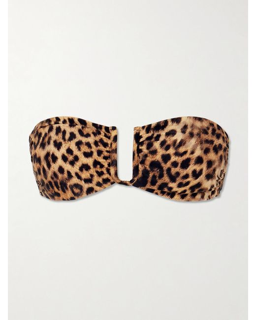 Melissa Odabash Prague Leopard-Print Bandeau Bikini Top in Brown | Lyst UK
