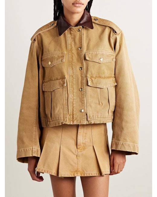 RÙADH The Henderson Leather-Trimmed Cotton-Canvas Jacket in Natural ...