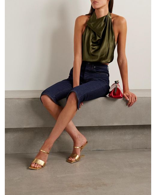 Cult Gaia Adrienne Open-Back Draped Silk-Blend Satin Halterneck Tank in ...