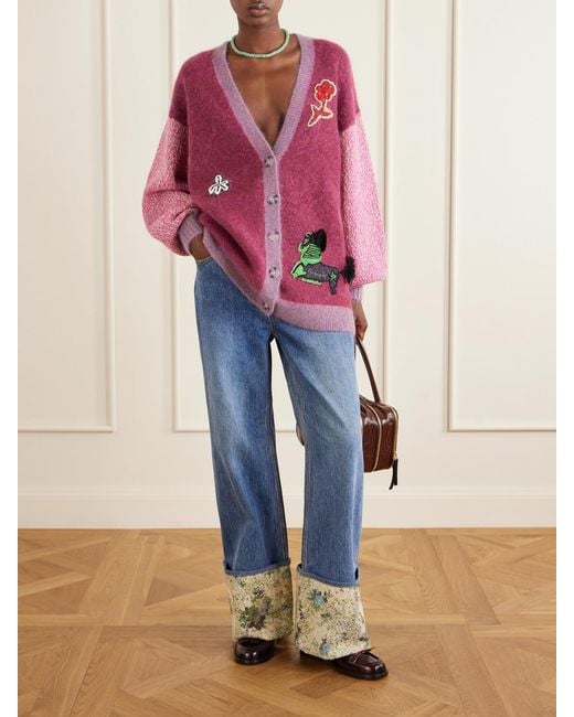 ALÉMAIS Mlak Bead-Embellished Mohair, Alpaca And Wool-Blend Cardigan in ...