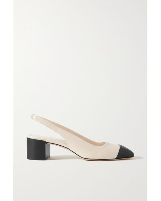 Aeyde Alessia Two Tone Leather Slingback Pumps In Cream Natural Lyst Uk
